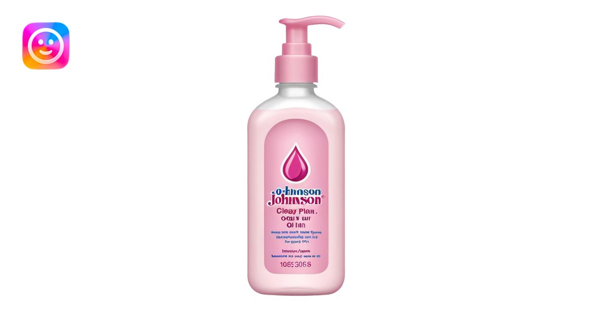 realistic Johnson and Johnson style bottle pink cap pink logo clear ...