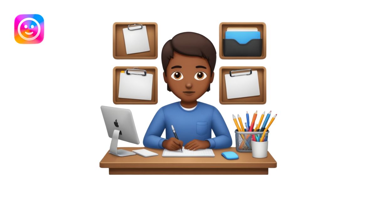 a person organizing a workspace emoji | AI Emoji Generator