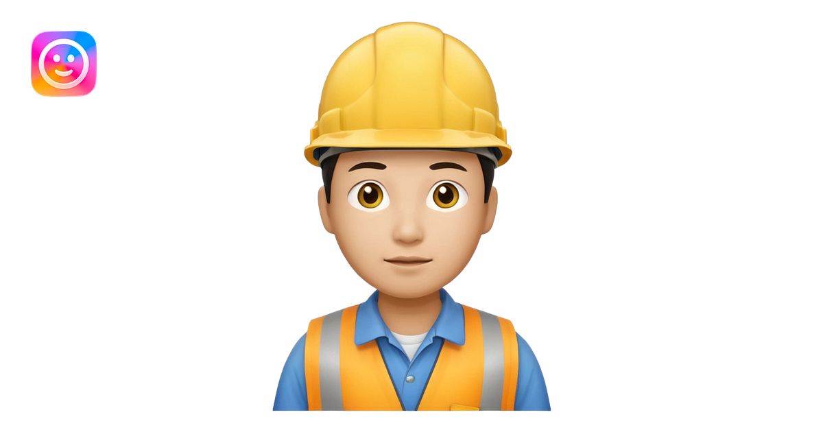 The narrow-eyed Chinese construction worker emoji | AI Emoji Generator