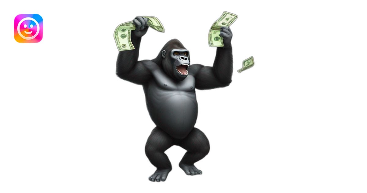 gorilla throwing money emoji | AI Emoji Generator
