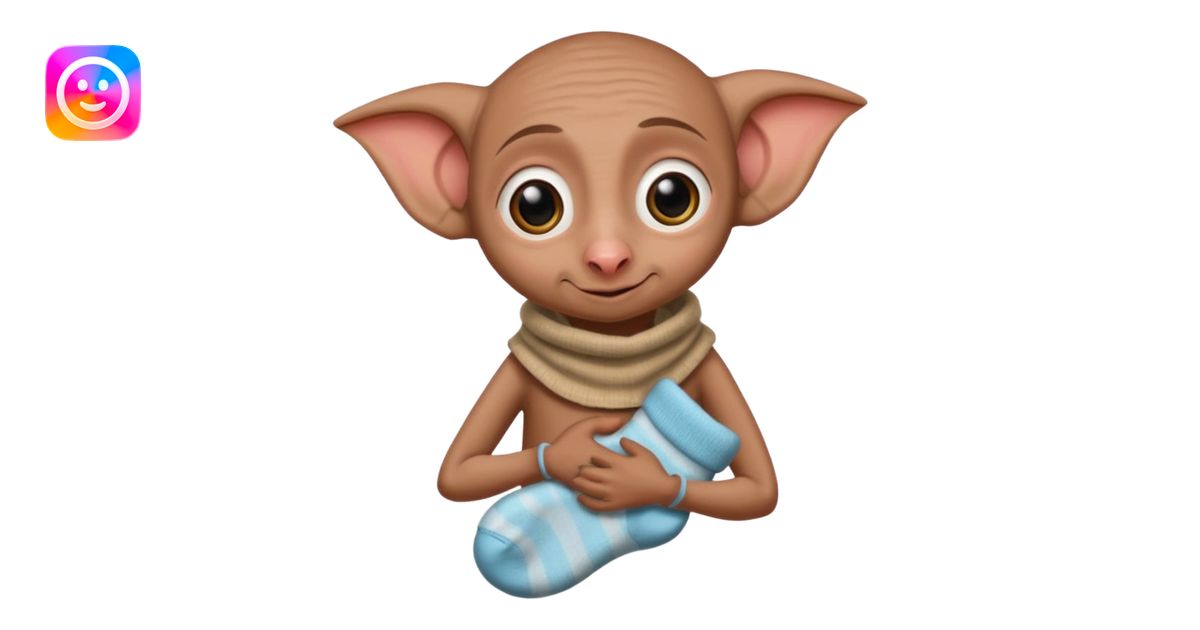 Dobby the house elf hugging a sock emoji | AI Emoji Generator