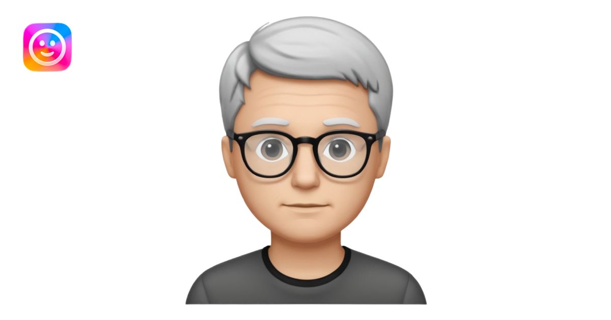 padre con gafas poco pello y color blanco y negro sin arujas emoji | AI ...