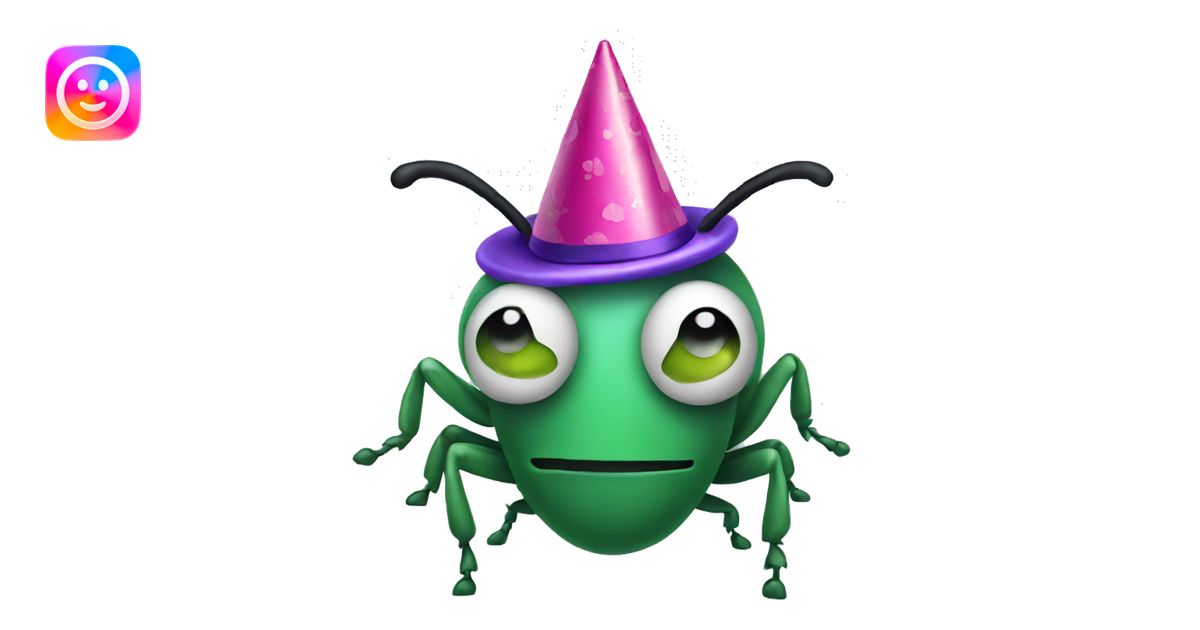 bug wearing a party hat emoji | AI Emoji Generator