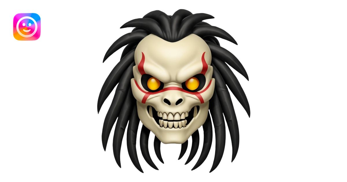 smiling bone predator from movie predator with rasta black hair emoji ...