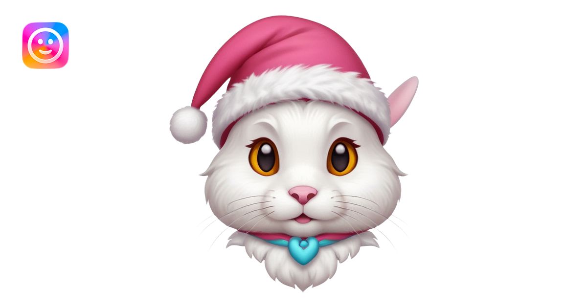 white rabbit in christmas hat emoji | AI Emoji Generator