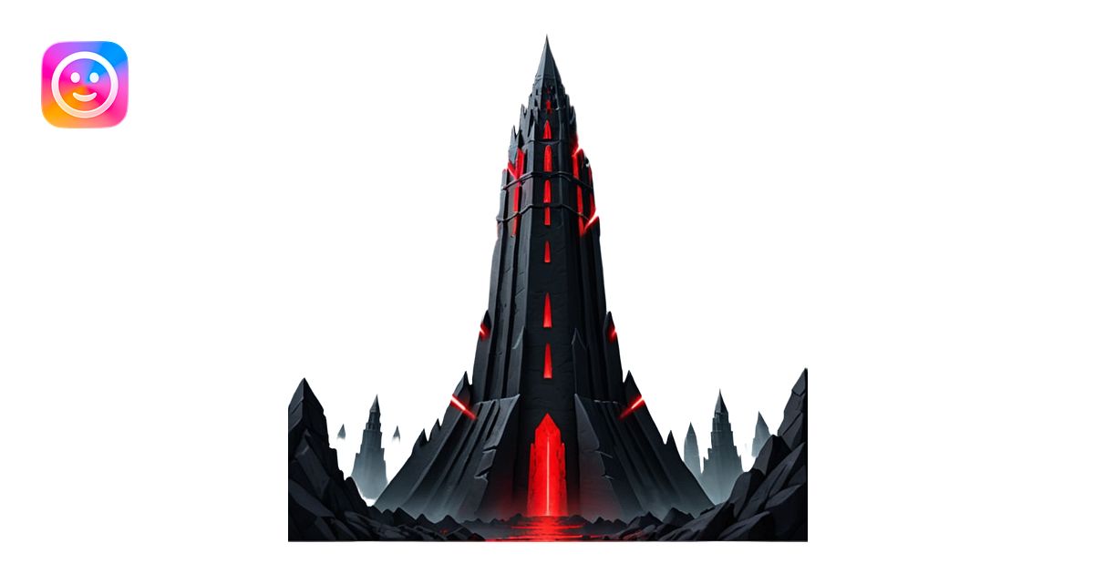 Barad Dúr from Lord of the Rings, Dark, giant Tower, with red laser ...
