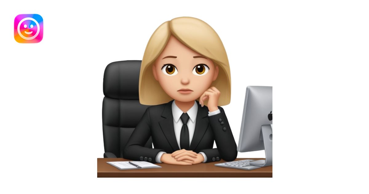 female office worker sad face on computer interview emoji | AI Emoji ...