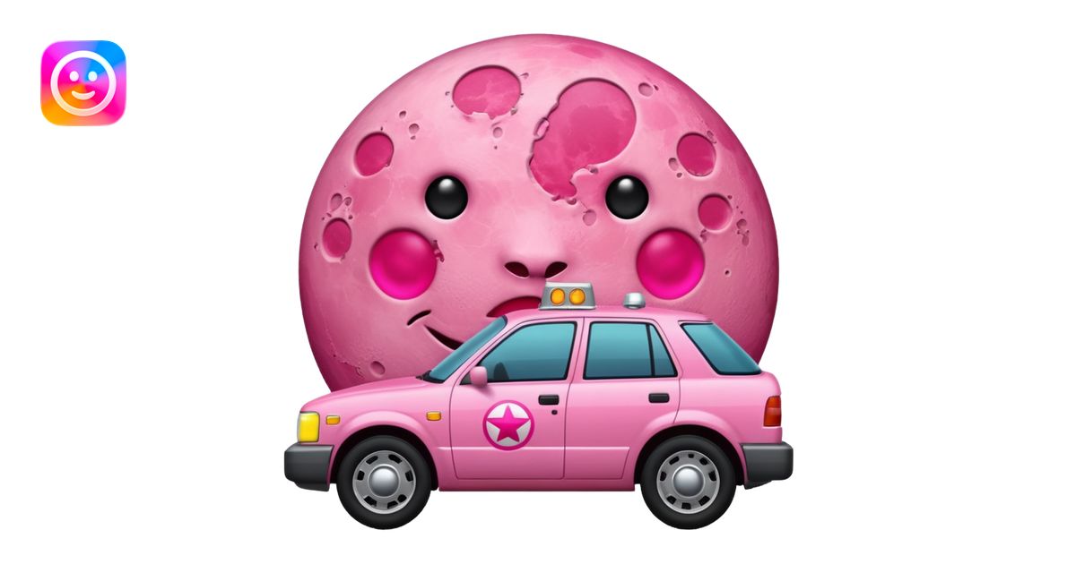 a pink full moon with a pink patrol/fuel pump attached to it emoji | AI ...