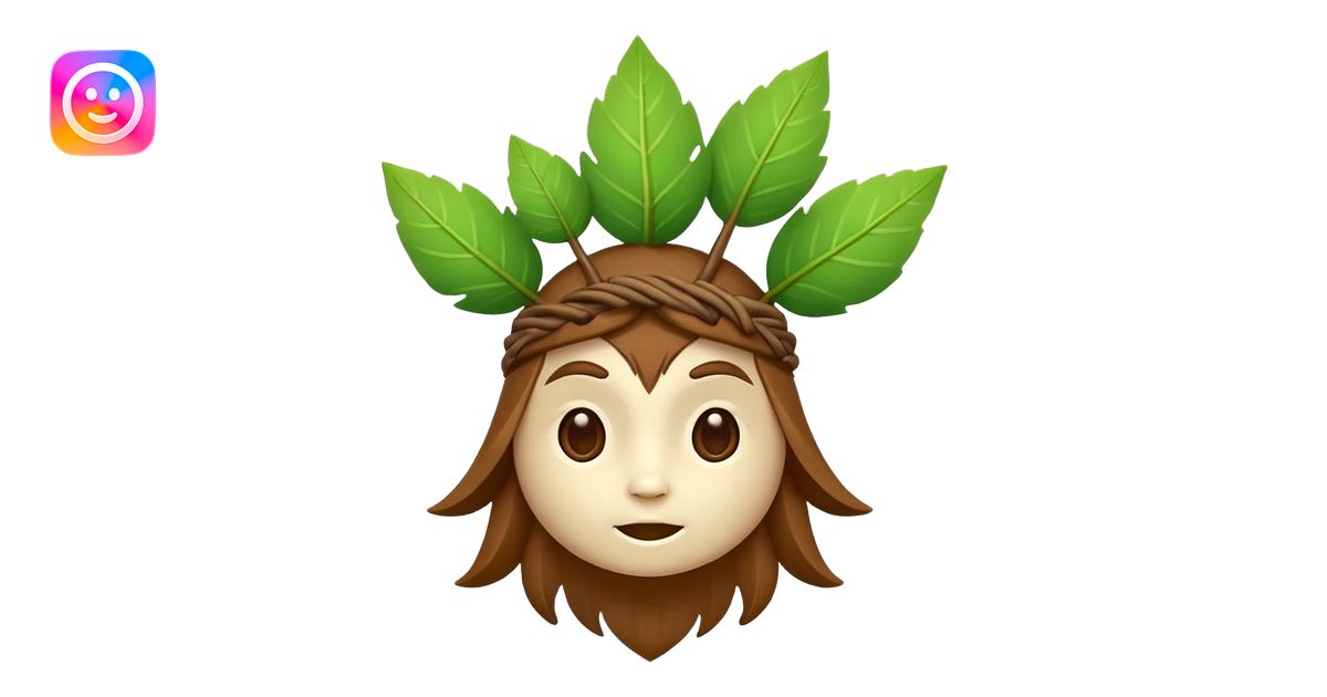 woodland spirit shaking head with leaf cross symbol emoji | AI Emoji ...
