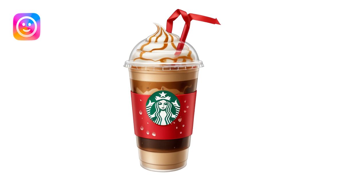 Starbucks iced espresso with milk and the cup has red ribbons printed ...