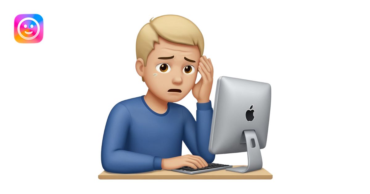 man struggling on computer emoji | AI Emoji Generator