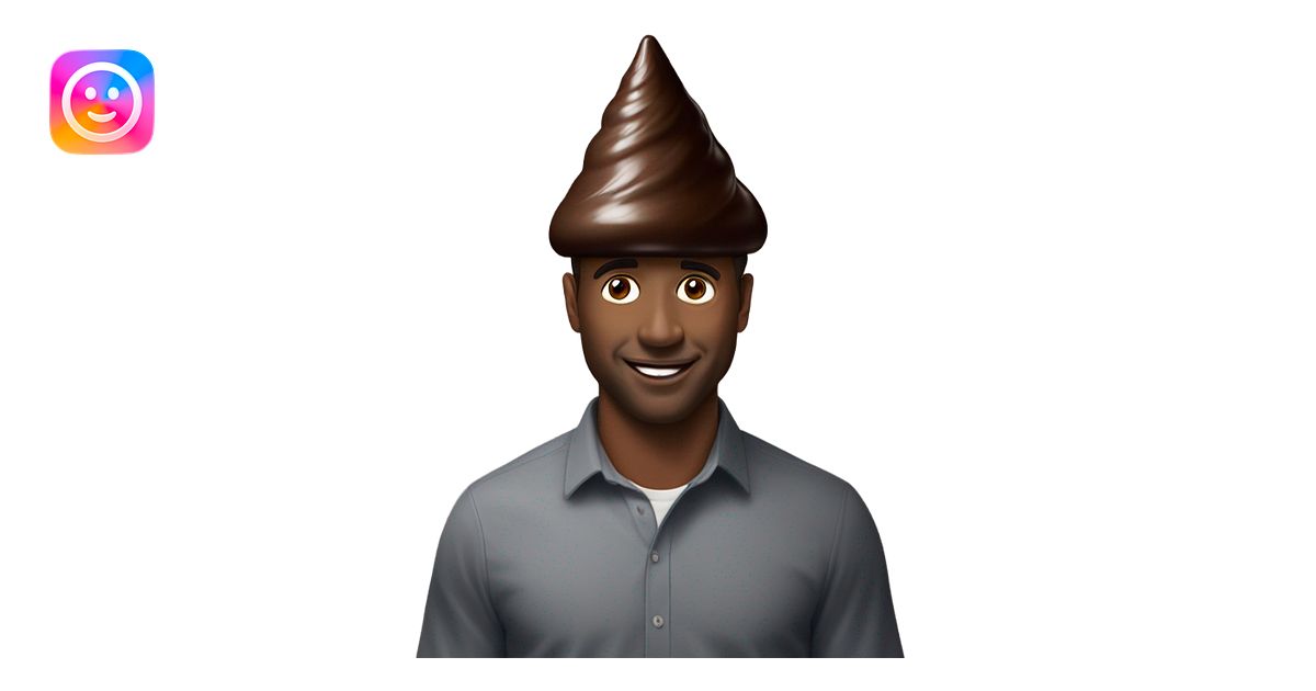Hershey chocolate kiss on top of a man’s head emoji | AI Emoji Generator