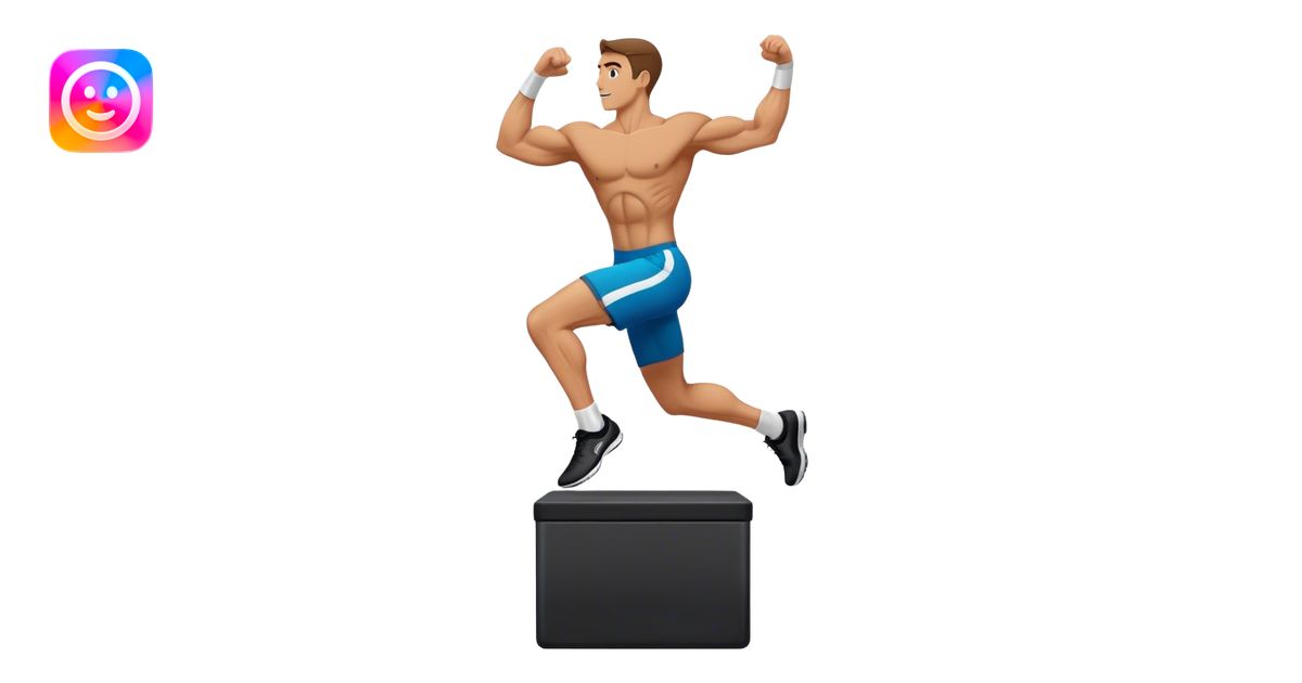 man jump onto plyo-box side-view emoji | AI Emoji Generator