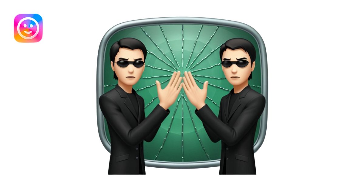 Matrix scene when neo touched the mirror emoji | AI Emoji Generator