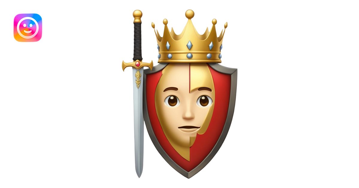 Powerful emoji with only sword, shield and crown emoji | AI Emoji Generator