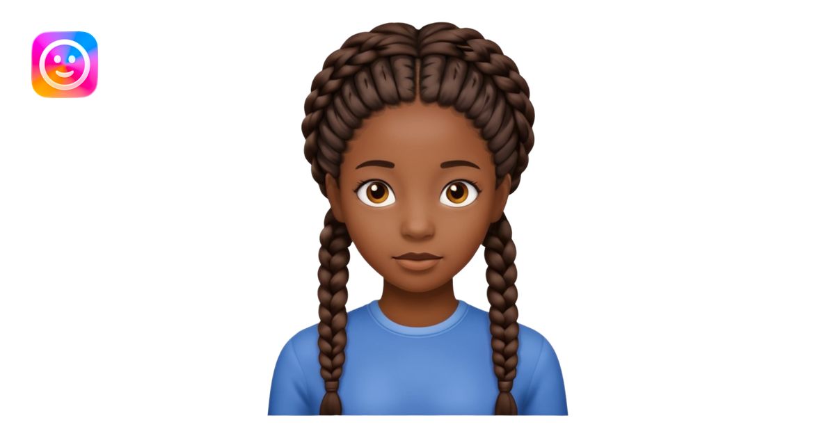 Black girl with realistic braids emoji | AI Emoji Generator