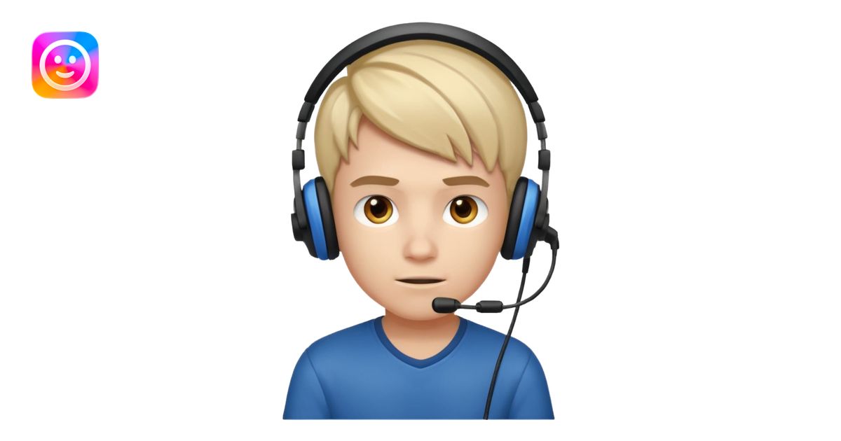 Boy gamer with headset emoji | AI Emoji Generator