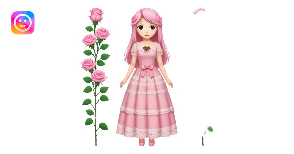 pastel anime woman with pink and white lace dress full body and long ...