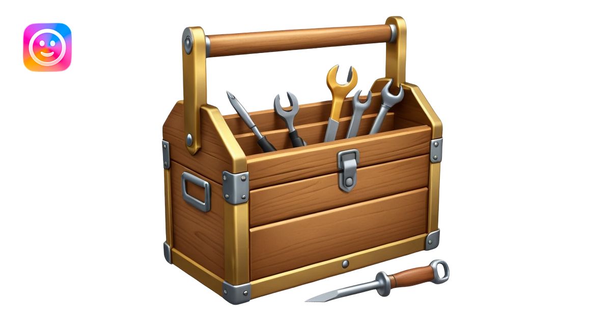 3D Brown golden wood toolbox emoji | AI Emoji Generator