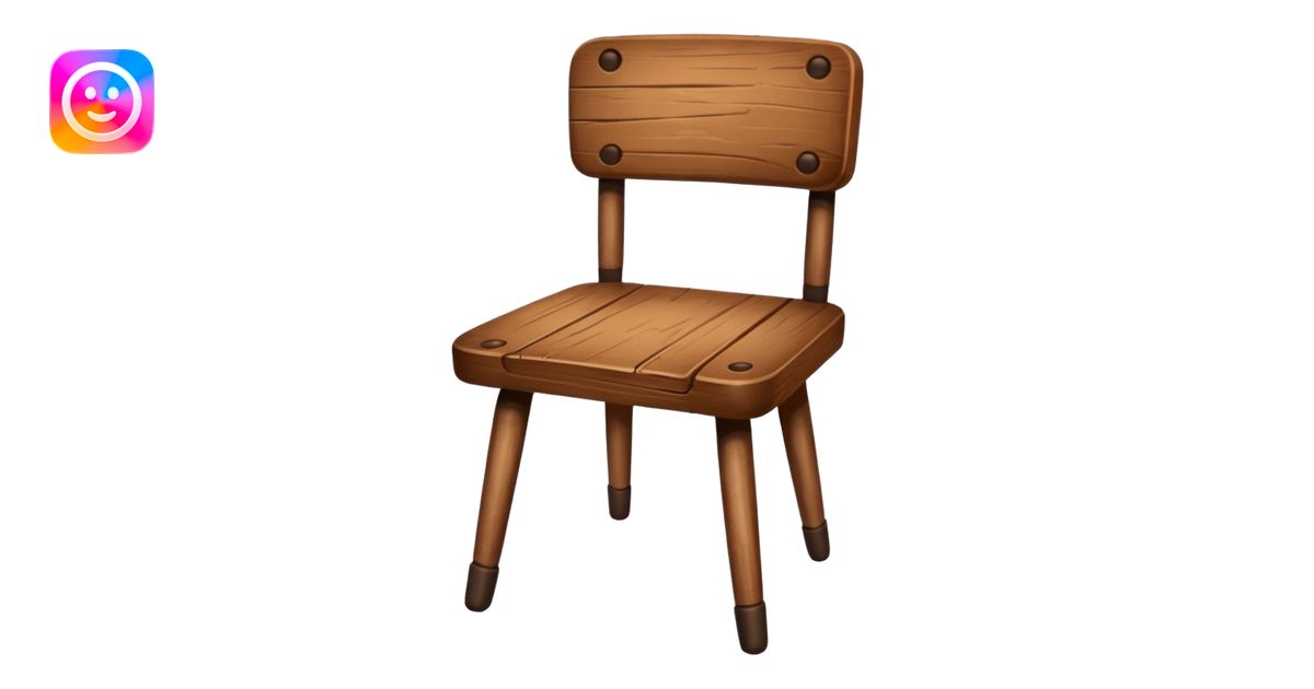 Wooden chair with on with three leg emoji | AI Emoji Generator