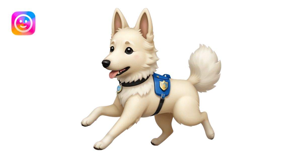 White belgian Shepard Runs away from police car and says "ACAB" emoji ...