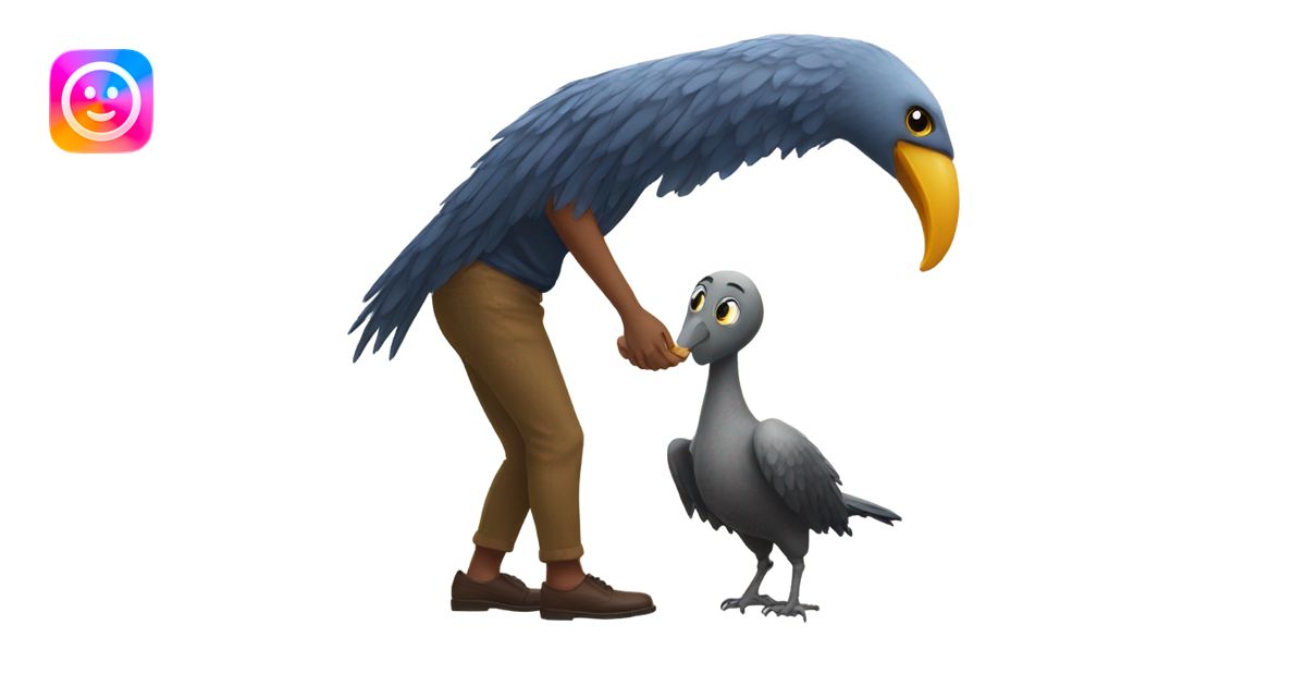 Giant bird picking up girl emoji | AI Emoji Generator