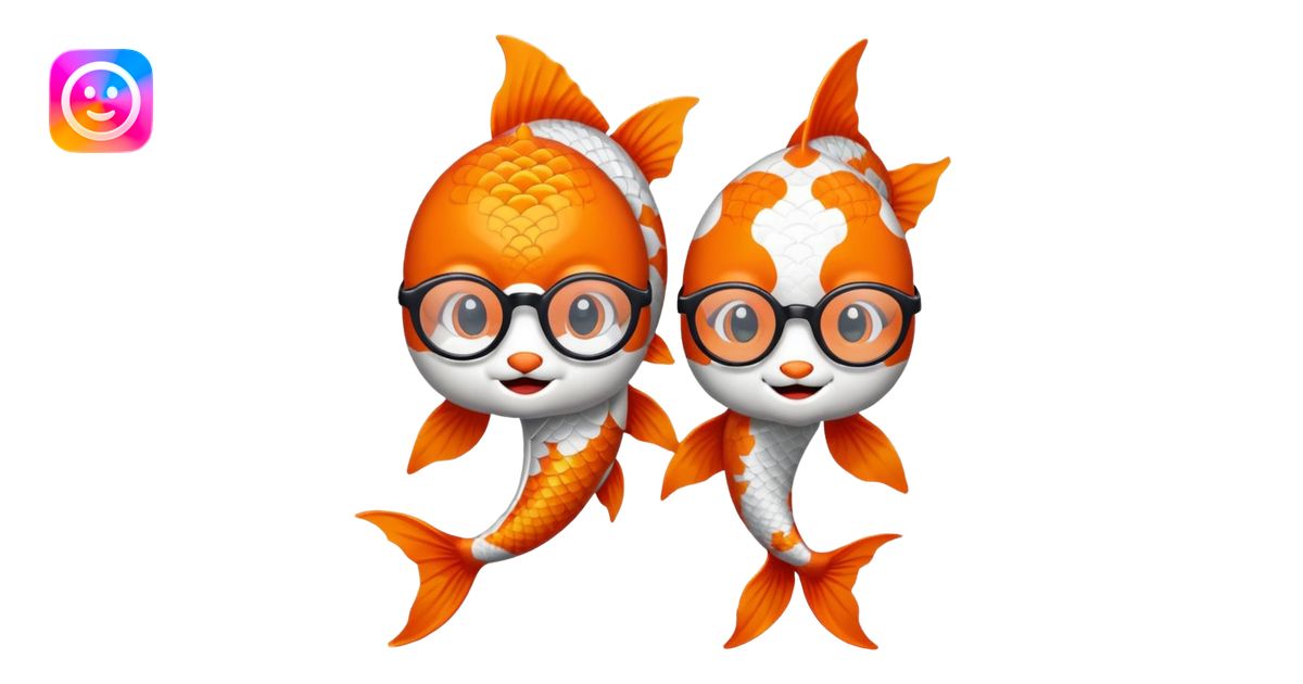Two "koi" fishes male and female, wearing glasses. emoji | AI Emoji ...