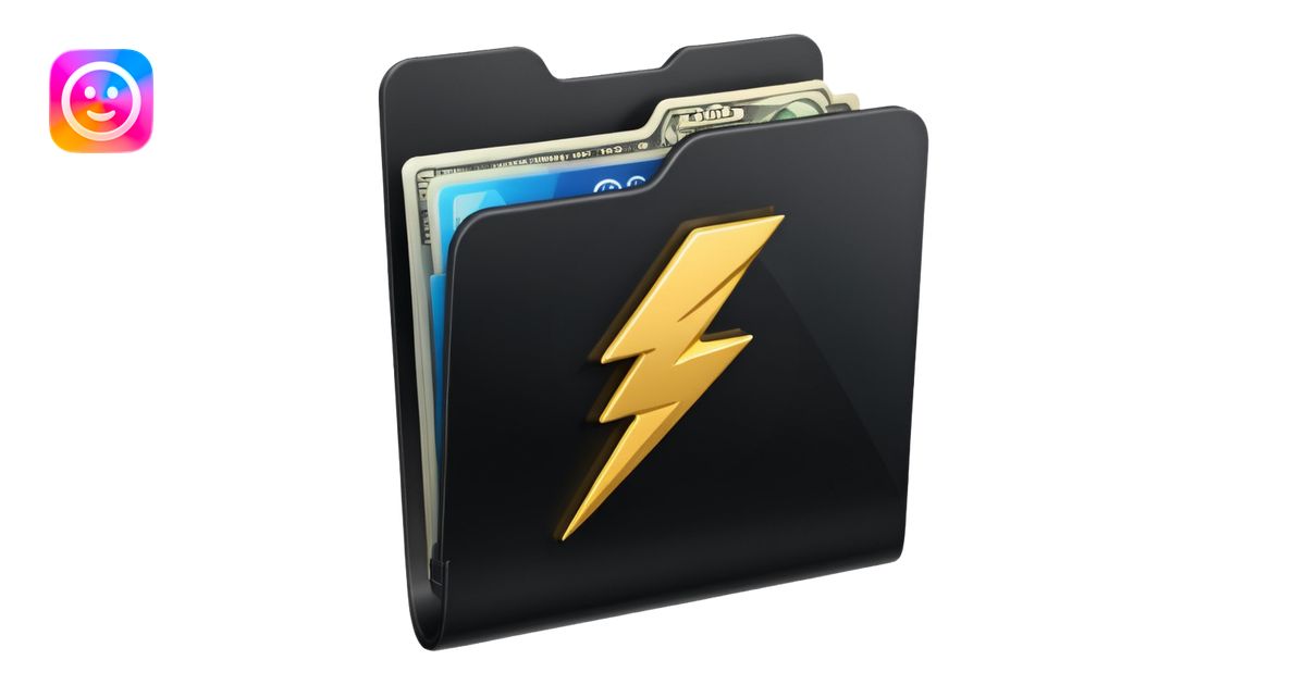 black folder flash file with a finances logo emoji | AI Emoji Generator