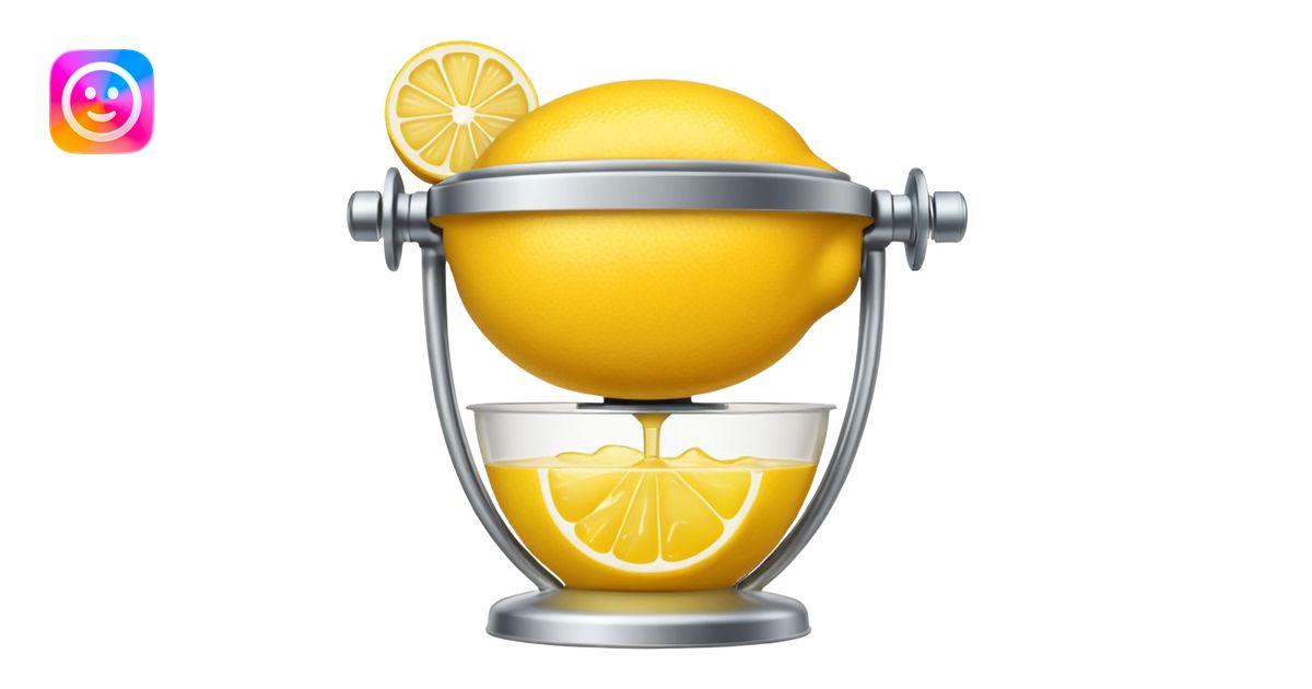 mac os icon fruit mechanical squeezer, lemon yellow bright crisp emoji ...