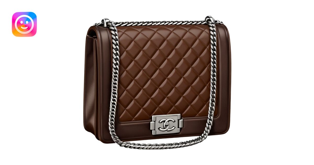 chanel le boy deep chocolate brown color bag emoji | AI Emoji Generator