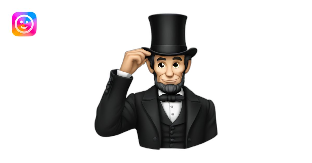 Abraham Lincoln tipping his hat emoji | AI Emoji Generator