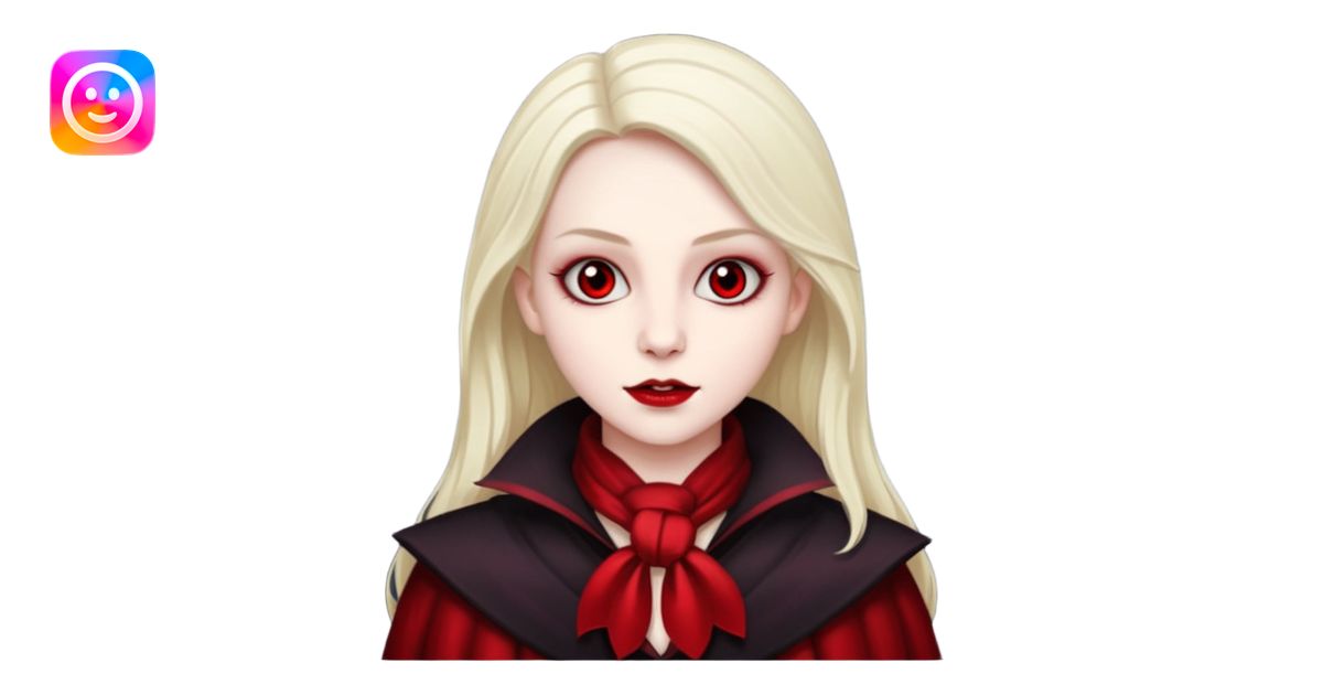 Vampire with red scarf emoji | AI Emoji Generator