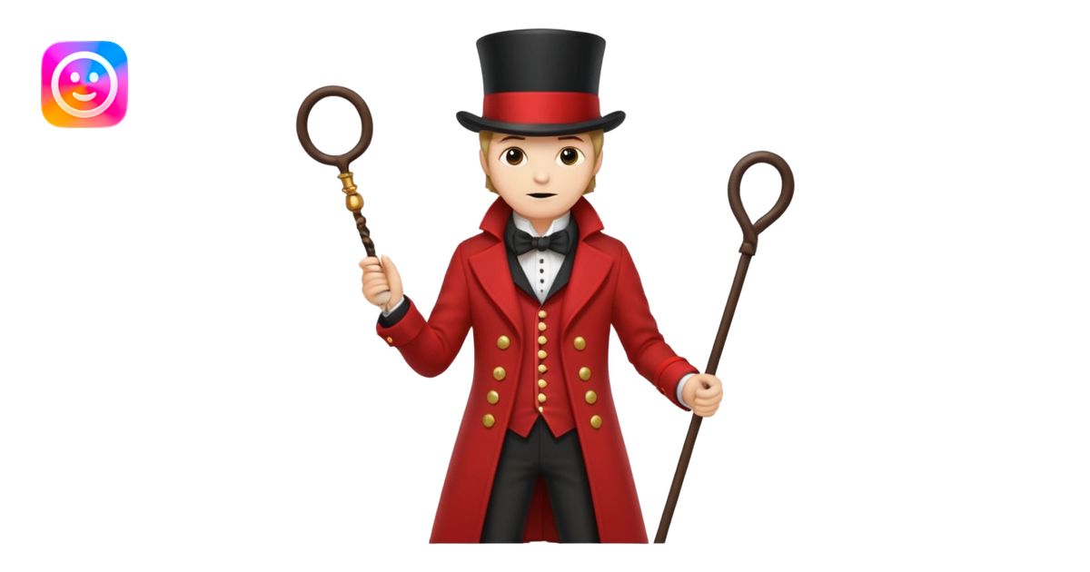 Ringmaster – Man in red coat and top hat, holding a whip or mic emoji ...