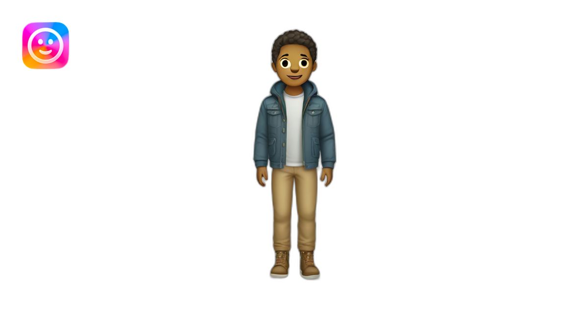 City boy in center-parted outdoor-style clothing emoji | AI Emoji Generator