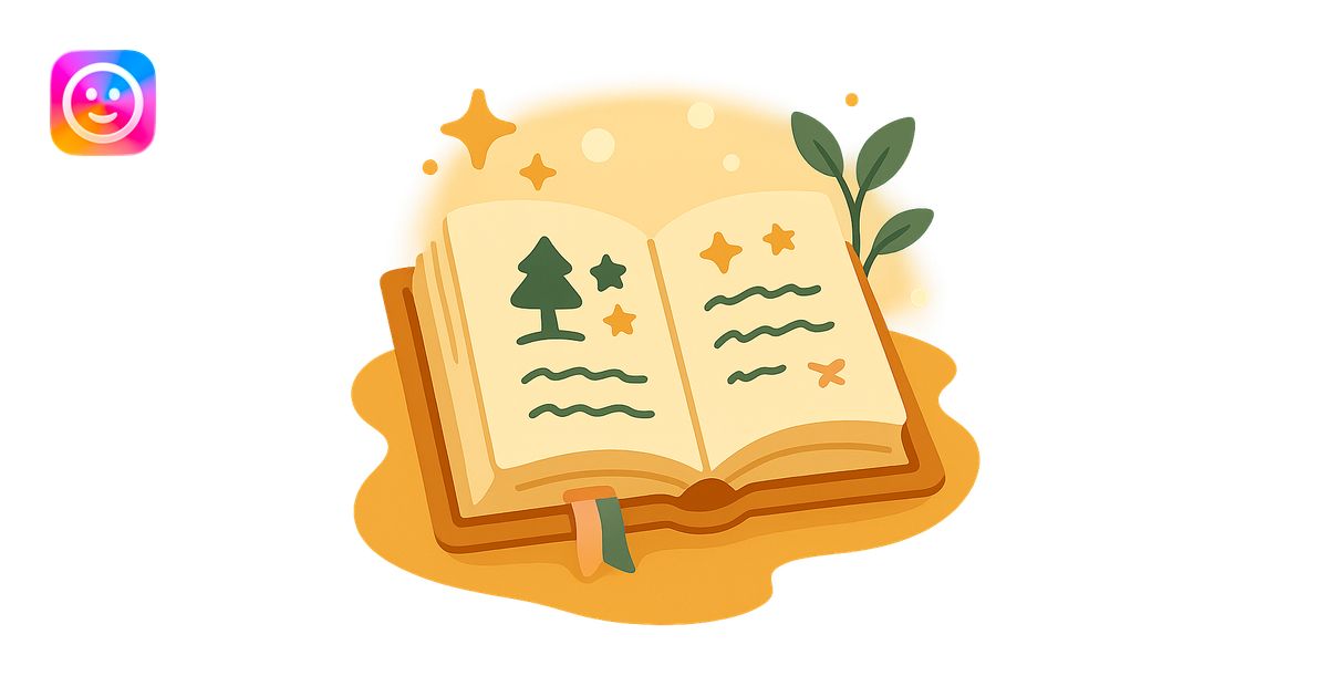 A cute open book lying on a cozy surface, designed in a soft and ...