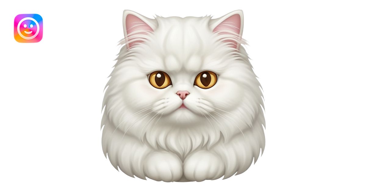 A white Persian cat with a voracious appetite emoji | AI Emoji Generator