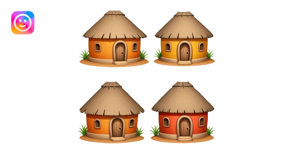 4 different African mud hut tribal houses, each unique, round adobe ...