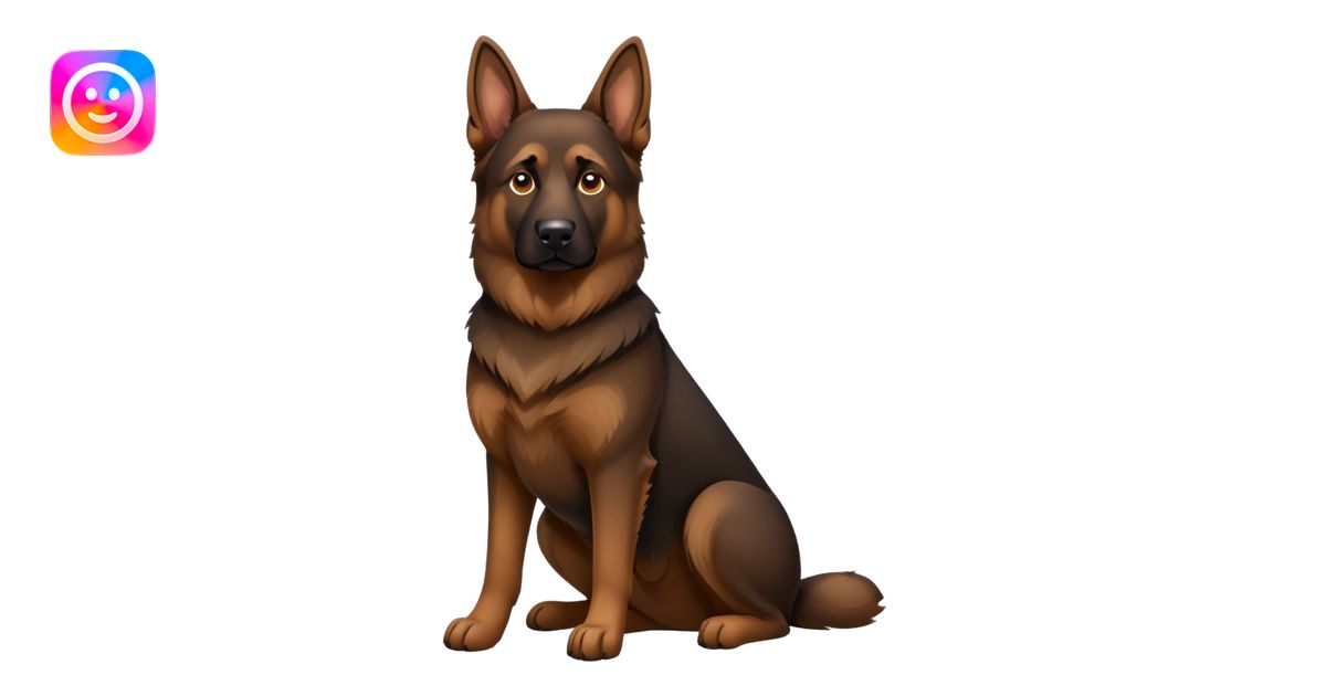 Dark brown face German Shepherd sitting emoji | AI Emoji Generator