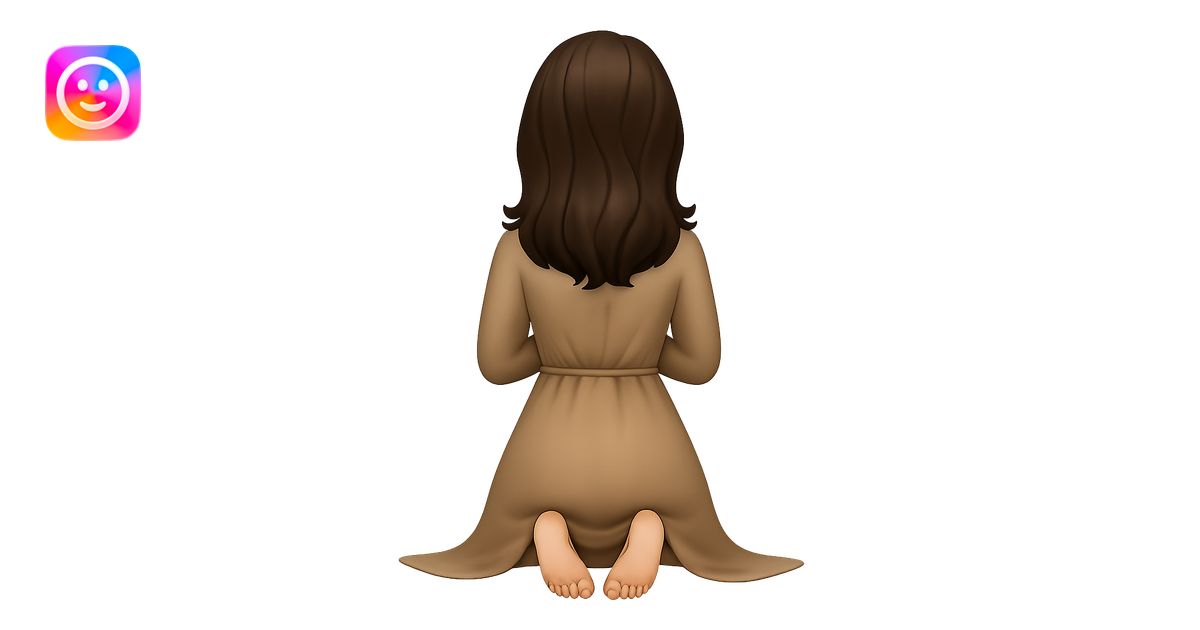 Create a woman kneeling and praying from the back view, with her feet ...