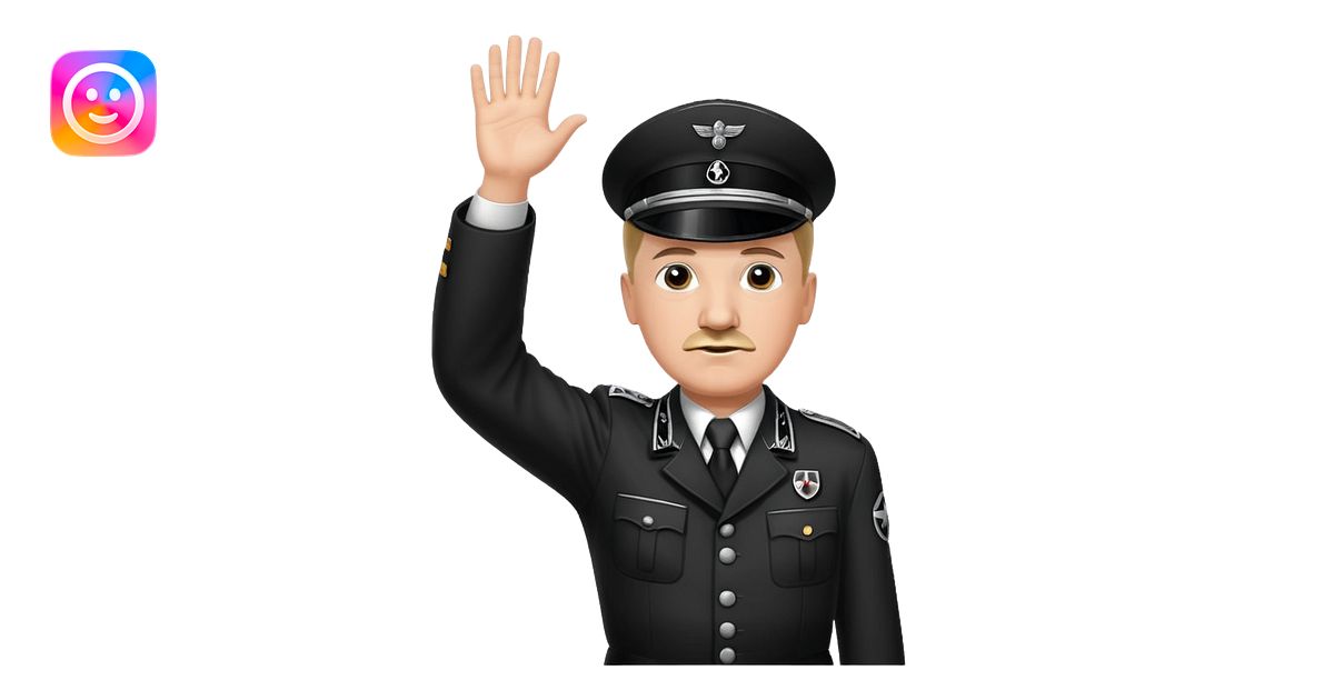 Hitler raising one hand straight up like a salute in Black SS uniform ...