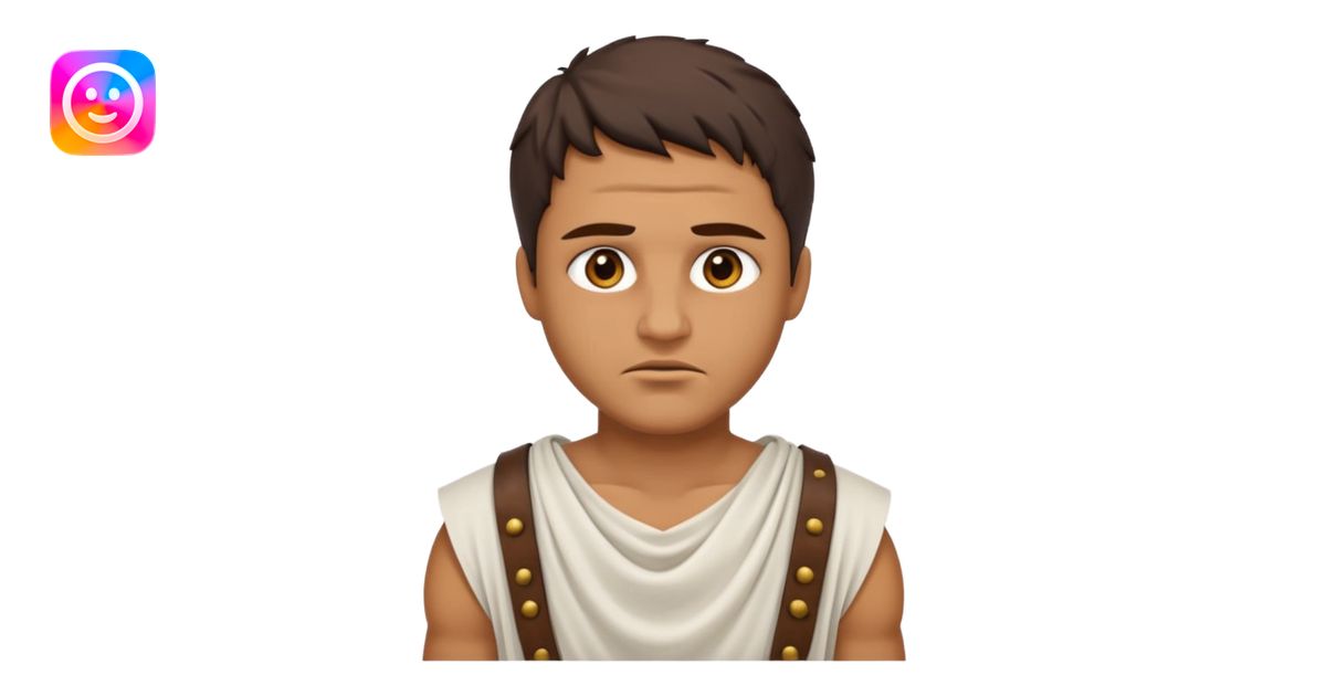 Emoji portrait of a Roman slave. Plain tunic, scar on the face ...