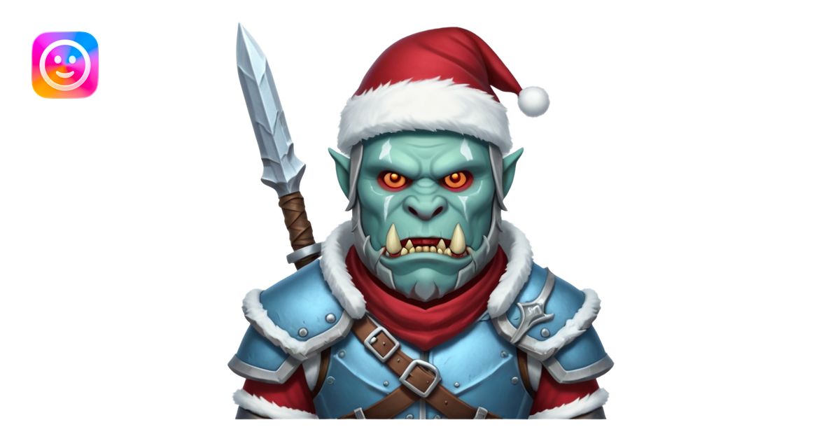 Fantasy Christmas orc legion soldier icon, iron tundra army theme ...