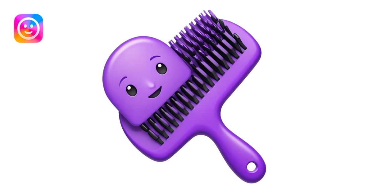 purple hair brush and comb crossed together, both purple, Apple iOS ...