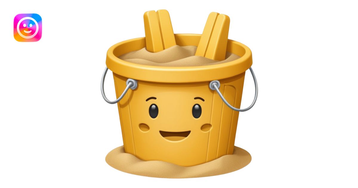 Bucket-shaped sand castle, made with an upside-down pail mold emoji ...