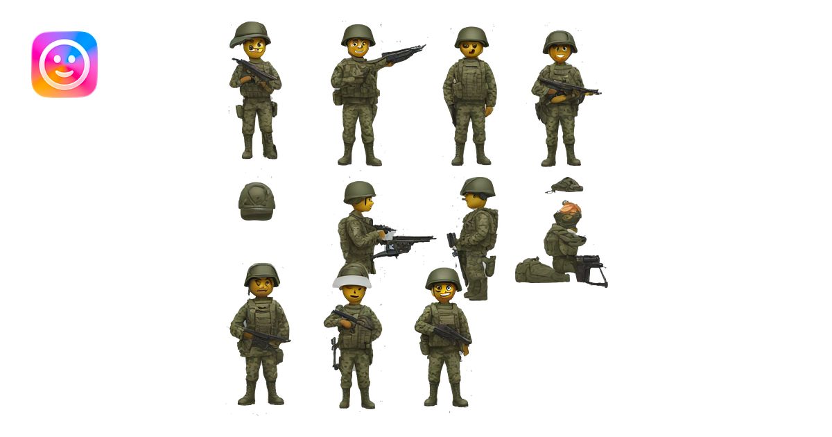 Army commander with a gun emoji | AI Emoji Generator