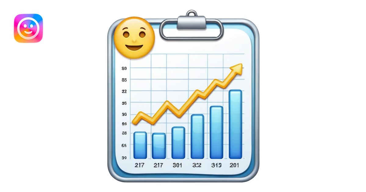 ios style emoji for report sheet consisting graph/ charts with sparkle ...