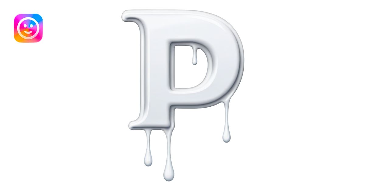 White dripping paint from the letter P emoji | AI Emoji Generator