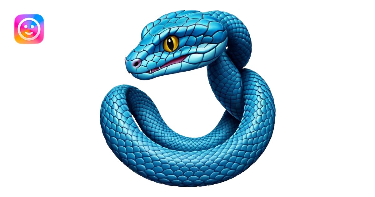 Blue cartoon pit viper emoji | AI Emoji Generator