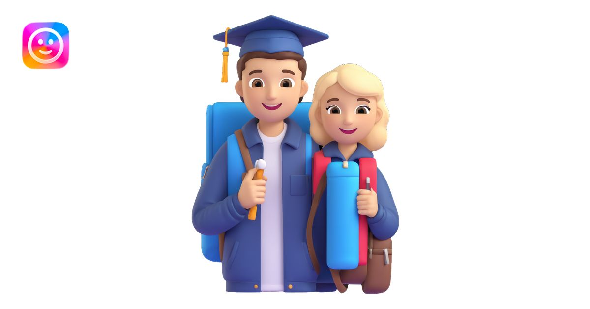memoji of a college student, smiling, casual clothes, holding a ...