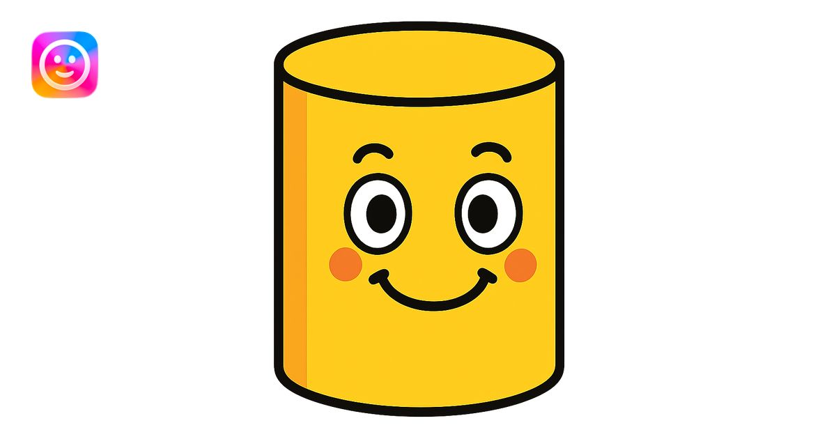 cartoonish yellow cylinder with a smiling face illustration | AI Emoji ...